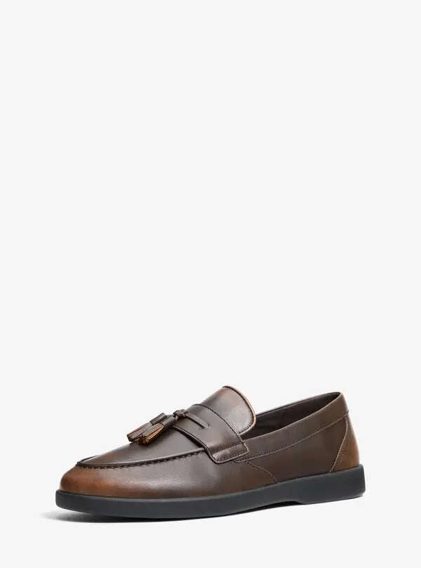 Michael Kors Wesley Tassel Burnished Leather Loafer In Size By
