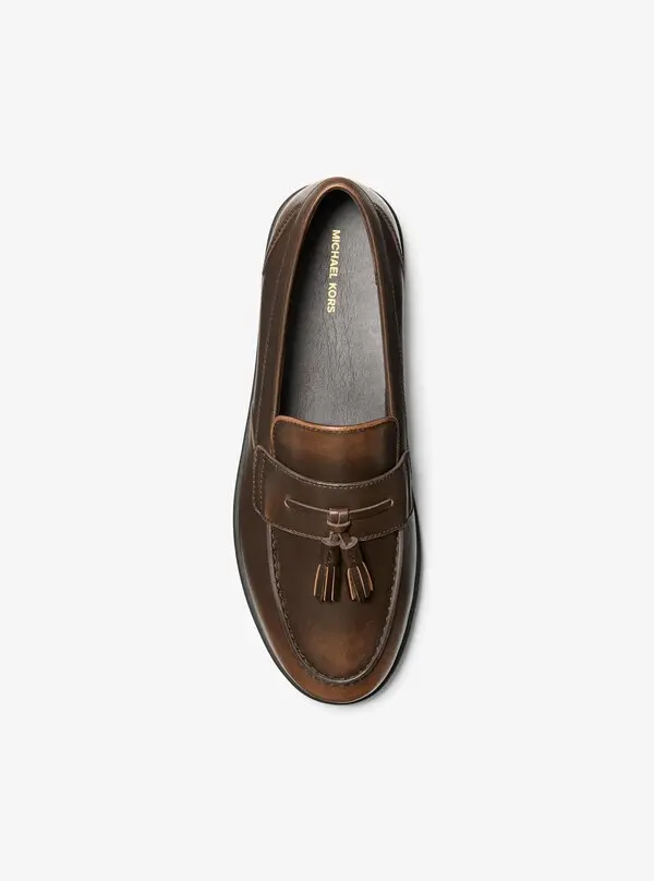 Michael Kors Wesley Tassel Burnished Leather Loafer In Size By
