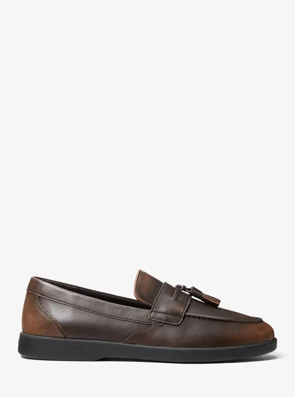Michael Kors Wesley Tassel Burnished Leather Loafer In Size By