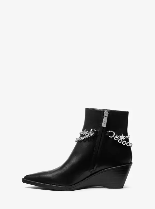 Michael Kors Austin Embellished Leather Wedge Boot In Size By