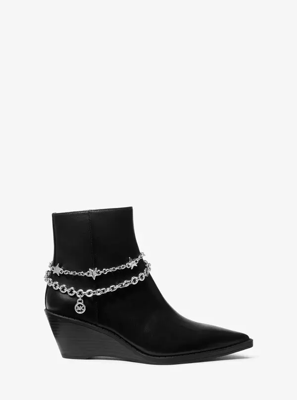 Michael Kors Austin Embellished Leather Wedge Boot In Size By