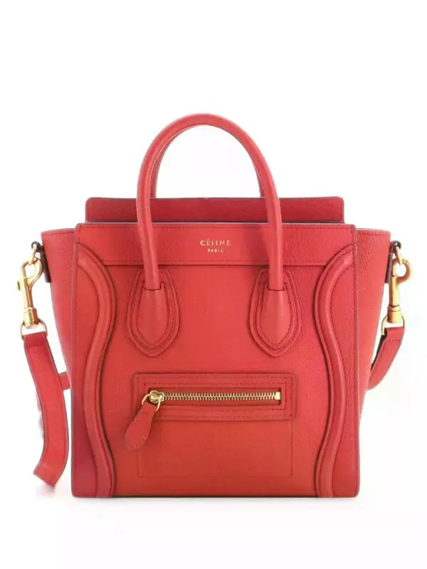 Celine Luggage Bag Grainy Leather Nano Crossbody Bag - Red