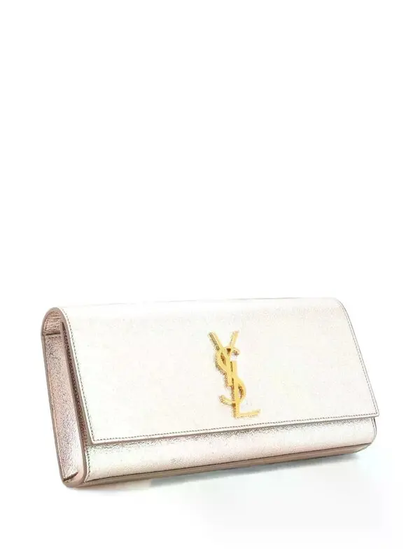 Saint Laurent Classic Monogram Calfskin Long Clutch Bag - Metallic