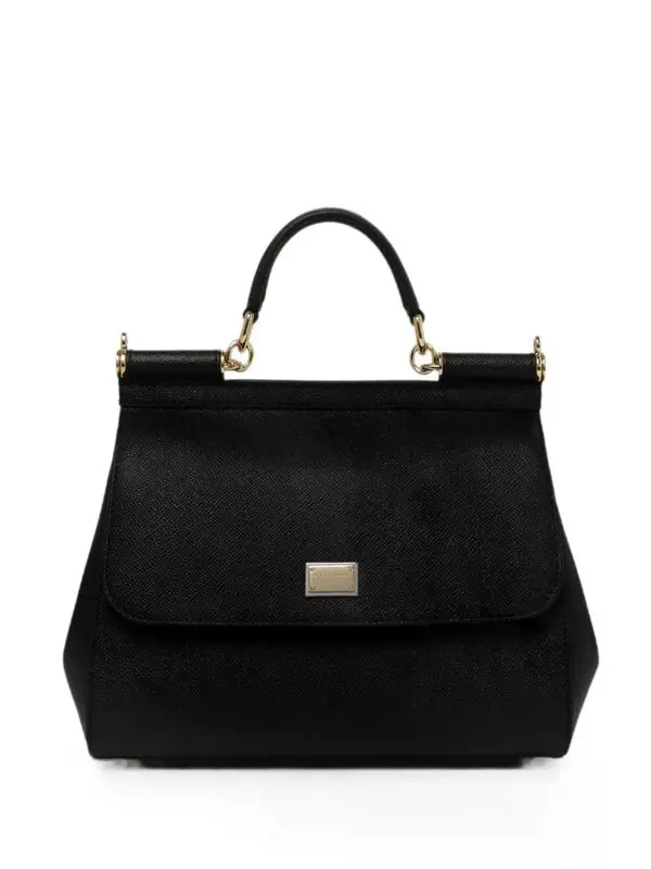 Dolce & Gabbana Large Sicily Handbag In Dauphine Calfskin - Black