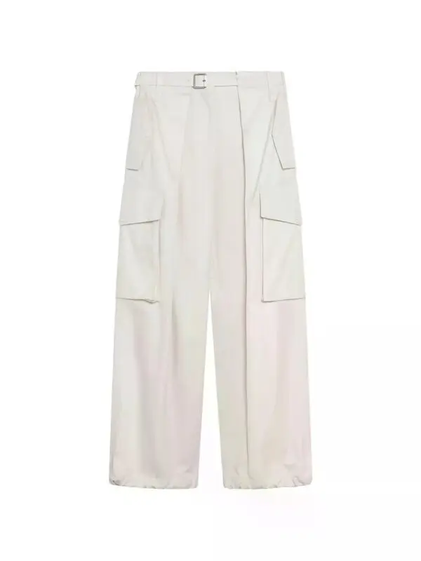 Loewe Cargo Trousers In Cotton And Silk - Neutrals
