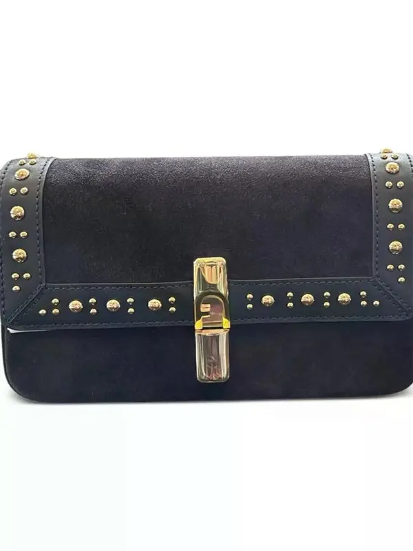 Furla Small Iride Studded Suede Crossbody Bag - Blue