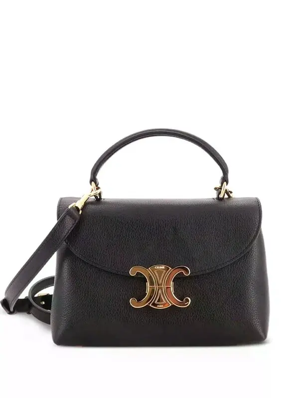 Celine Nino Leather Satchel Top Handle Bag - Black