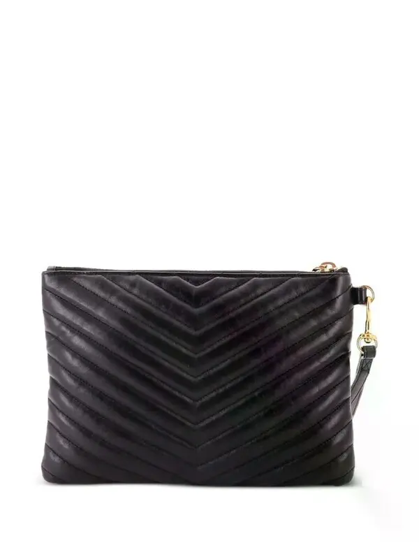 Saint Laurent Matelassé Chevron Clutch - Black