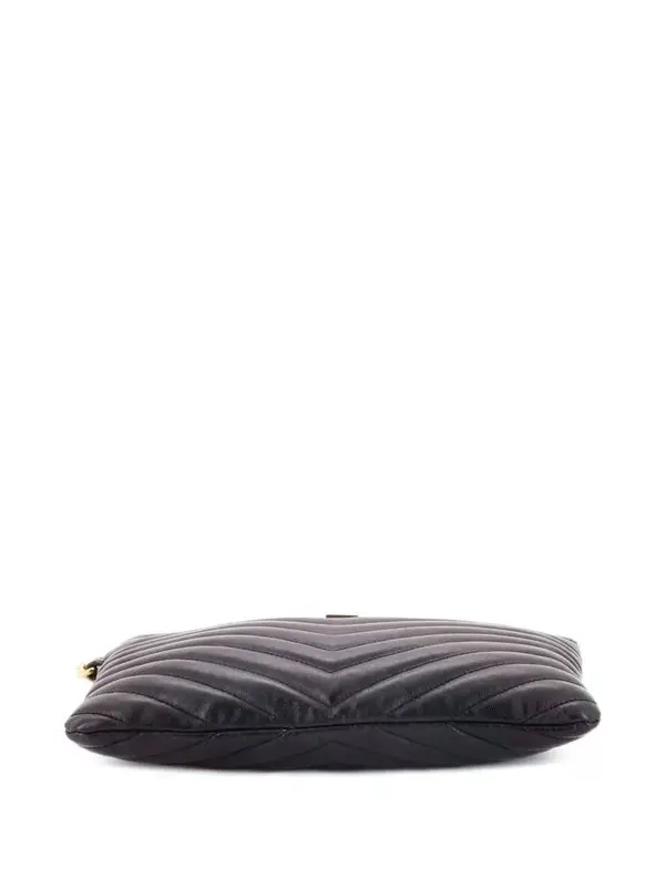 Saint Laurent Matelassé Chevron Clutch - Black
