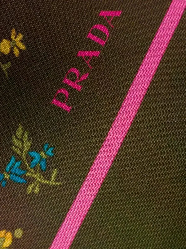 Prada Printed Silk Twill Skinny Scarf