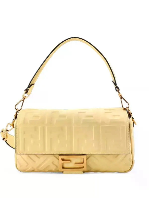 Fendi Baguette Nm Bag Zucca Embossed Leather Medium Crossbody Bag