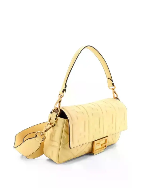 Fendi Baguette Nm Bag Zucca Embossed Leather Medium Crossbody Bag