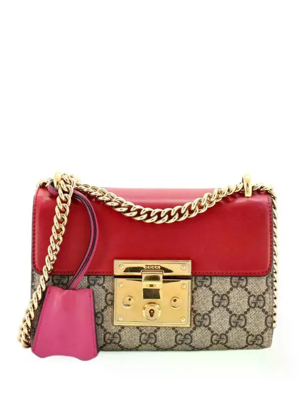 Gucci Padlock Shoulder Bag Gg Coated Canvas And Leather Small Crossbody Bag - Brown
