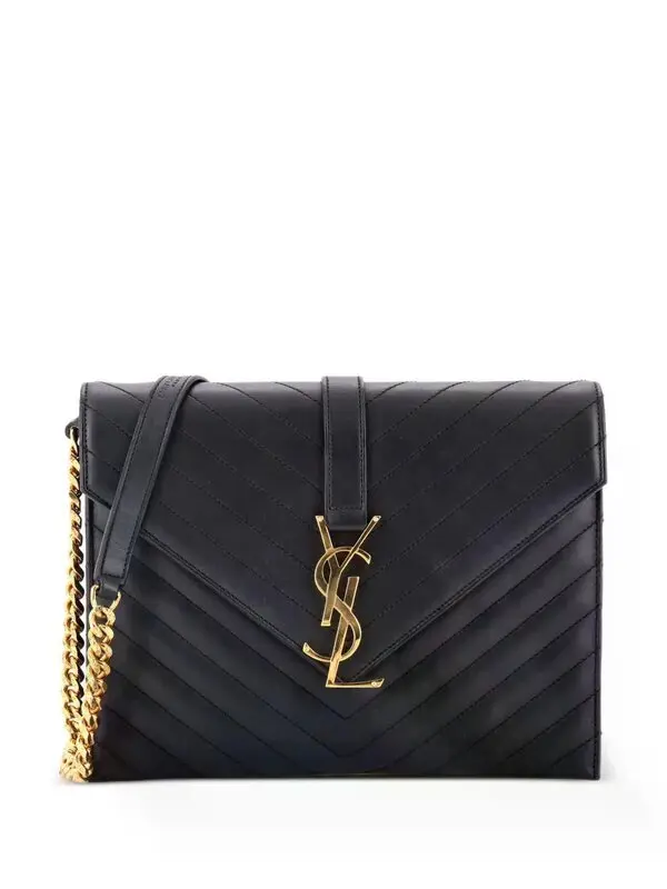 Saint Laurent Matelassé Chevron Leather Shoulder Bag - Black