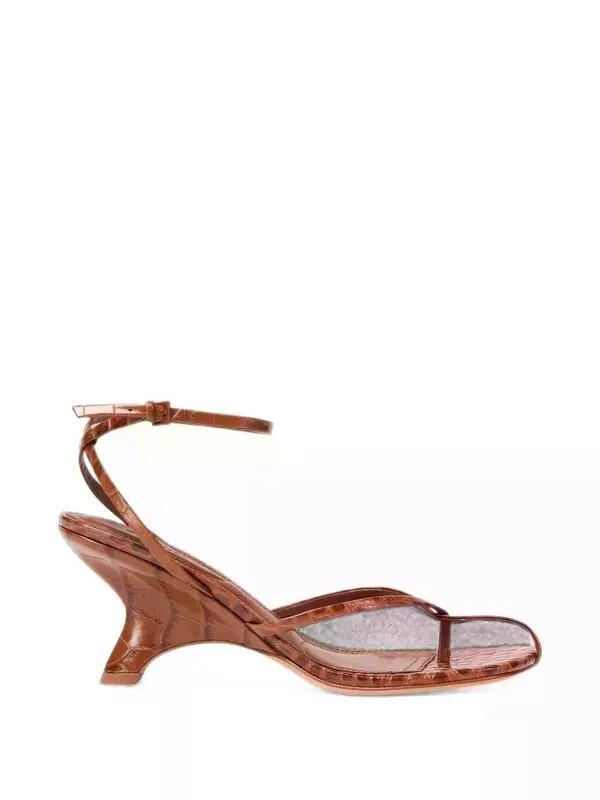 Simkhai Kelsey Crocodile-effect Leather Sandals