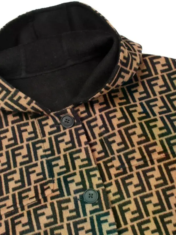 Fendi Zucca Pattern Hooded Reversible Coat - Brown