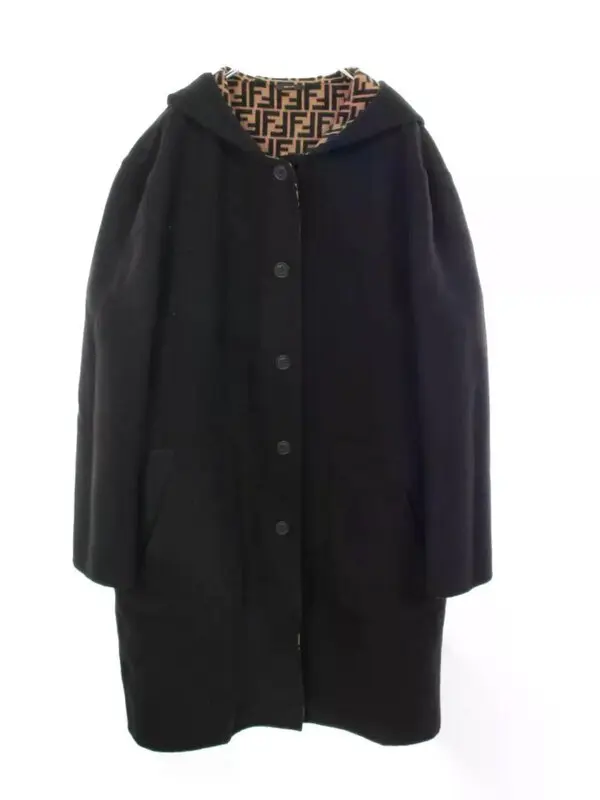 Fendi Zucca Pattern Hooded Reversible Coat