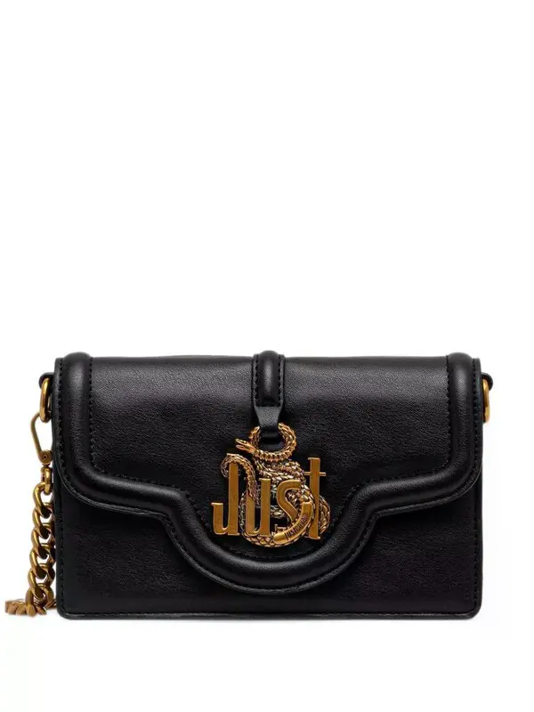 Just Cavalli Snake-plaque Chain-link Clutch Bag - Black