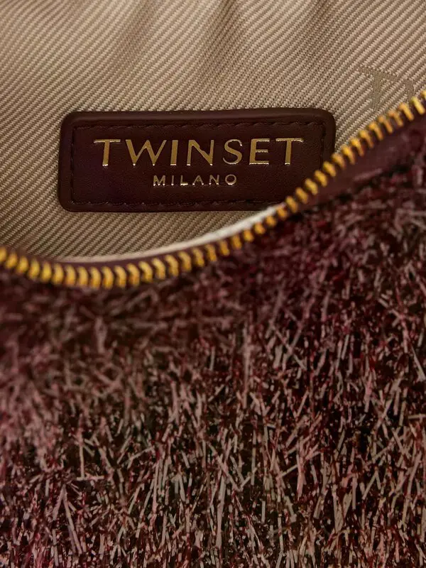 TWINSET Frayed Crescent Tote Bag