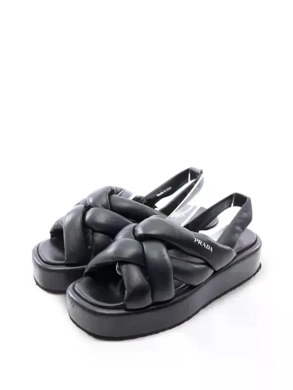 Prada 2000s Padded Crossover Sandals - Black
