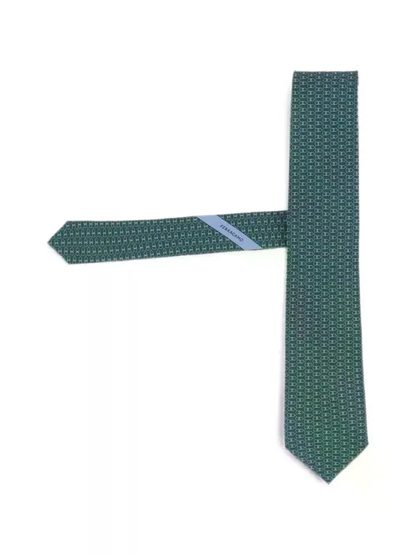 FERRAGAMO Gancini Print Silk Tie