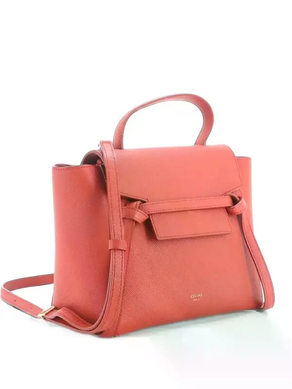 Celine Belt Bag Textured Leather Nano Shoulder Bag - Red