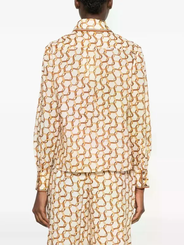Zimmermann Chain-link-print Long-sleeve Shirt