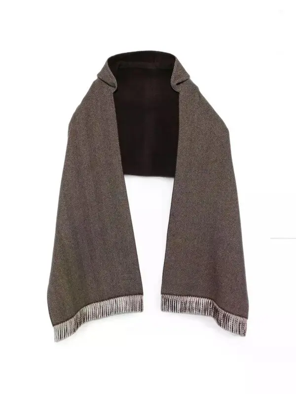 Brunello Cucinelli Herringbone-pattern Fringed Scarf - Brown