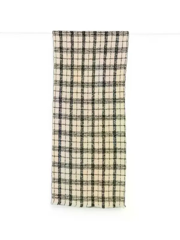 Destin Check-pattern Frayed-edge Scarf