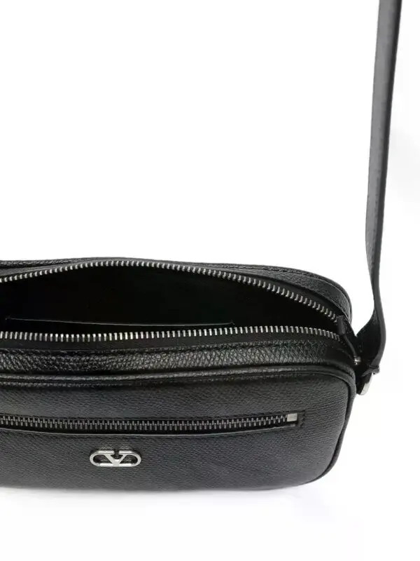 Valentino Garavani Vlogo Signature Leather Shoulder Bag - Black