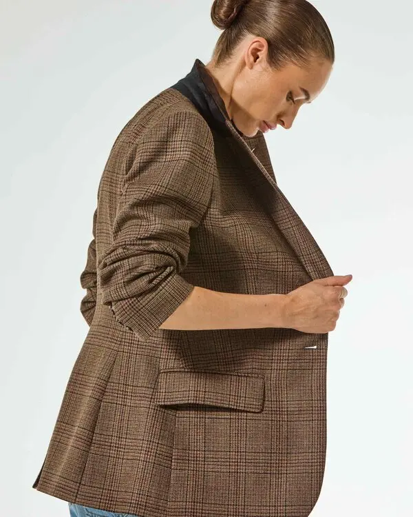 Serena Bute Wool Tweed Fitted Blazer - Brown