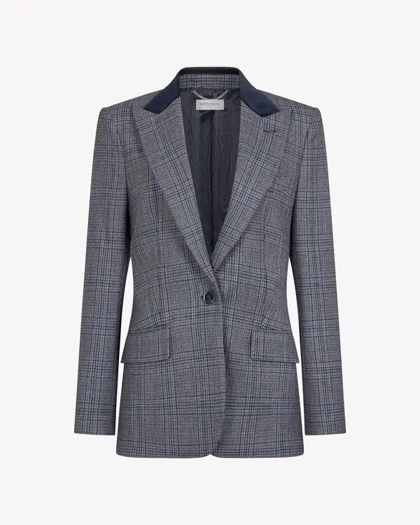Serena Bute Wool Tweed Fitted Single Breasted Blazer