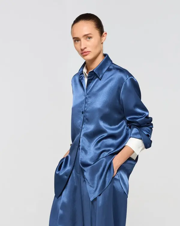 Serena Bute Satin Boyfriend Shirt