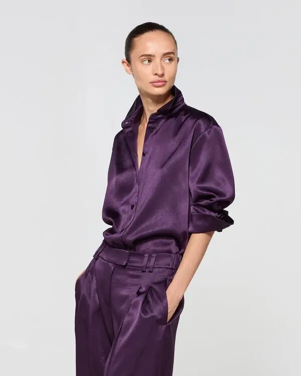 Serena Bute Satin Boyfriend Shirt
