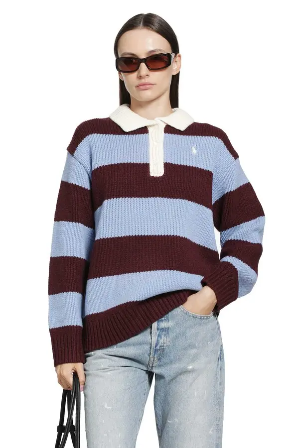 Polo Ralph Lauren Striped Wool-blend Rugby Jumper - Red