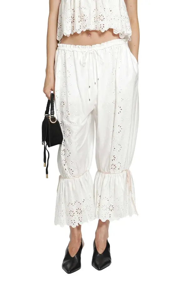 Chloé Cotton Fluid Drawstring Trousers - White