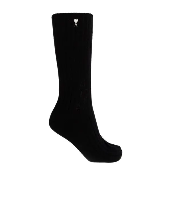 AMI Paris De Coeur Logo Motif Threre Packs Of Socks - Black