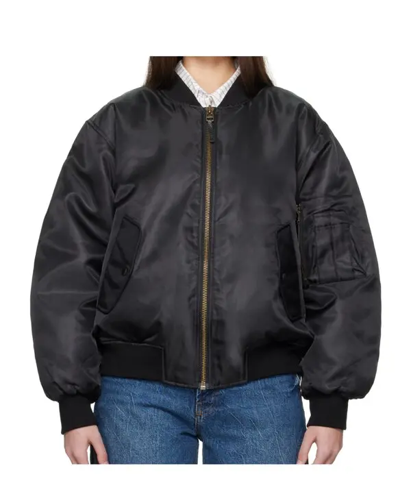 ANINE BING Leon Zipped Bomber Jacket - Black