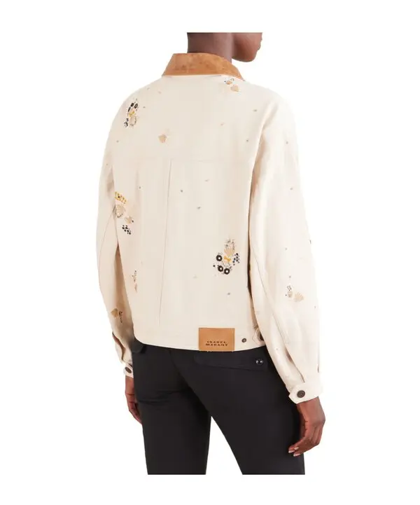 Isabel Marant Étoile Lavine Embroidered Leather-trimmed Cotton Jacket