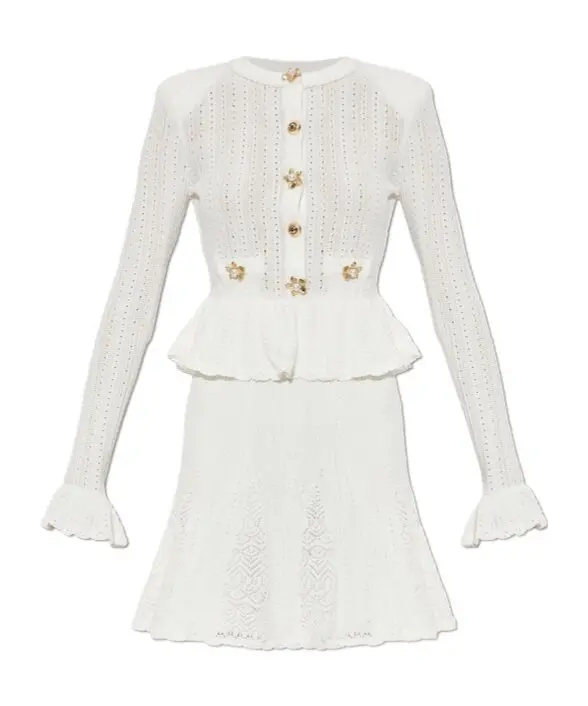SELF-PORTRAIT Long-sleeved Dress - White