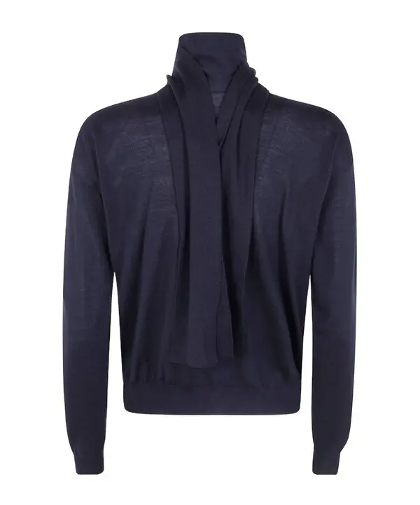 NUUR Scarf Detail V-neck Pullover Sweater