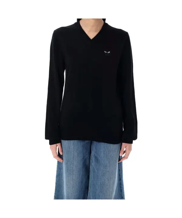 Play Comme Des Garcon Comme Des Garçons Play Heart Patch V-neck Jumper