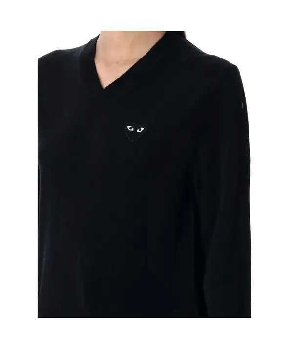 Play Comme Des Garcon Comme Des Garçons Play Heart Patch V-neck Jumper