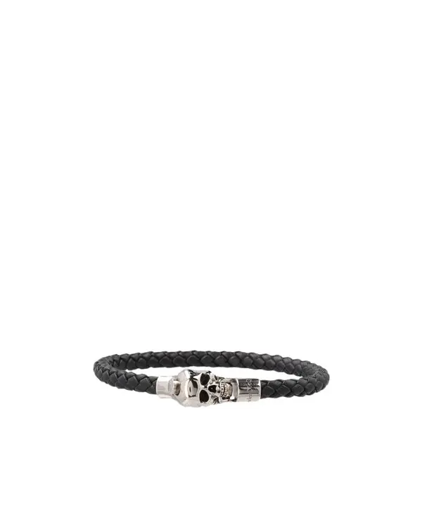 Alexander McQueen Skull Charm Woven Cord Bracelet