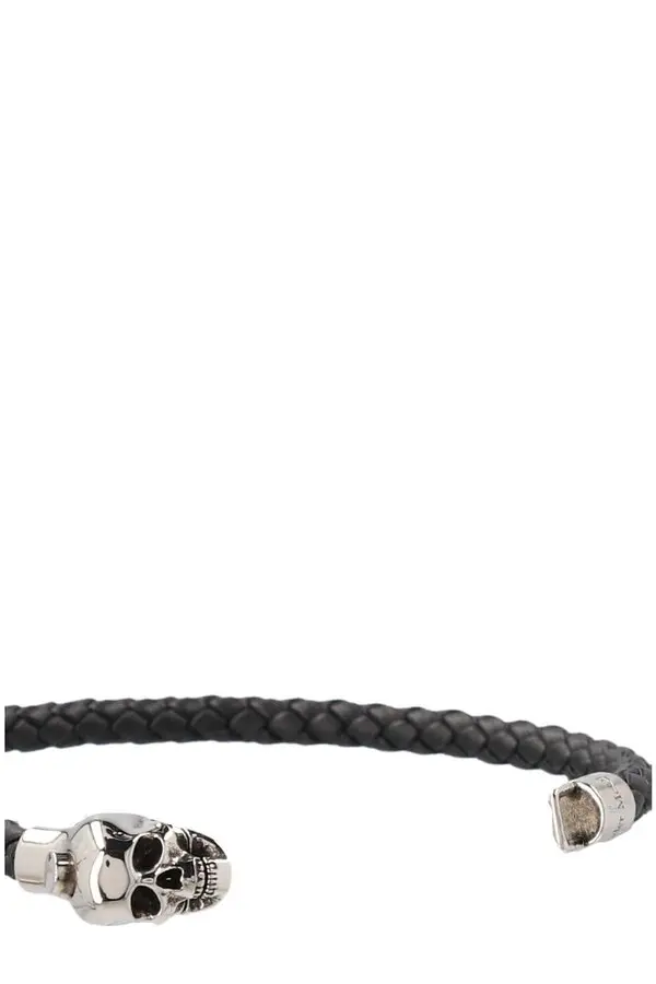 Alexander McQueen Skull Charm Woven Cord Bracelet