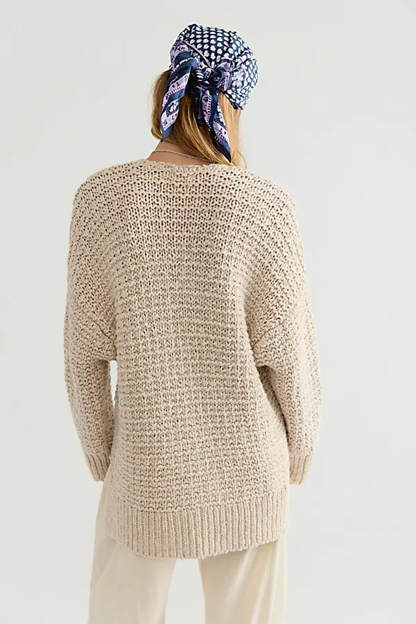 Free People Opal Textured V-neck Pullover - Tea