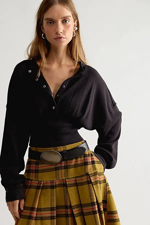 Free People We The Free Briar Henley - Black