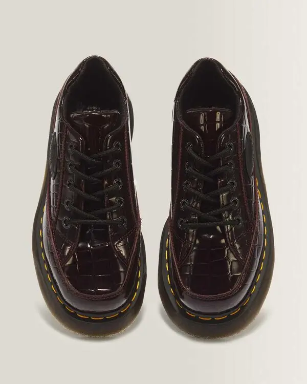 Dr. Martens Buzz 5-eye Croc Embossed Leather Shoes