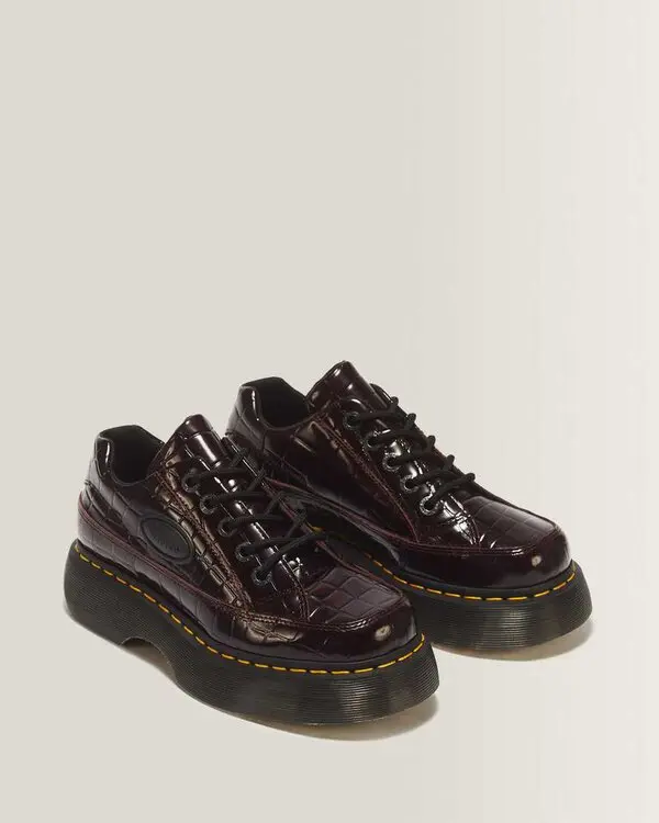 Dr. Martens Buzz 5-eye Croc Embossed Leather Shoes