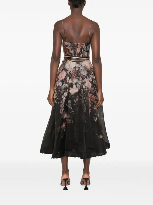 Zimmermann Valiant Linen And Silk Midi Dress - Black